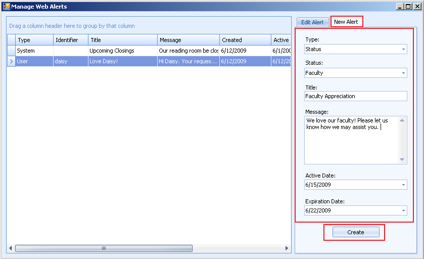 Creating Web Alerts | Atlas Systems Documentation
