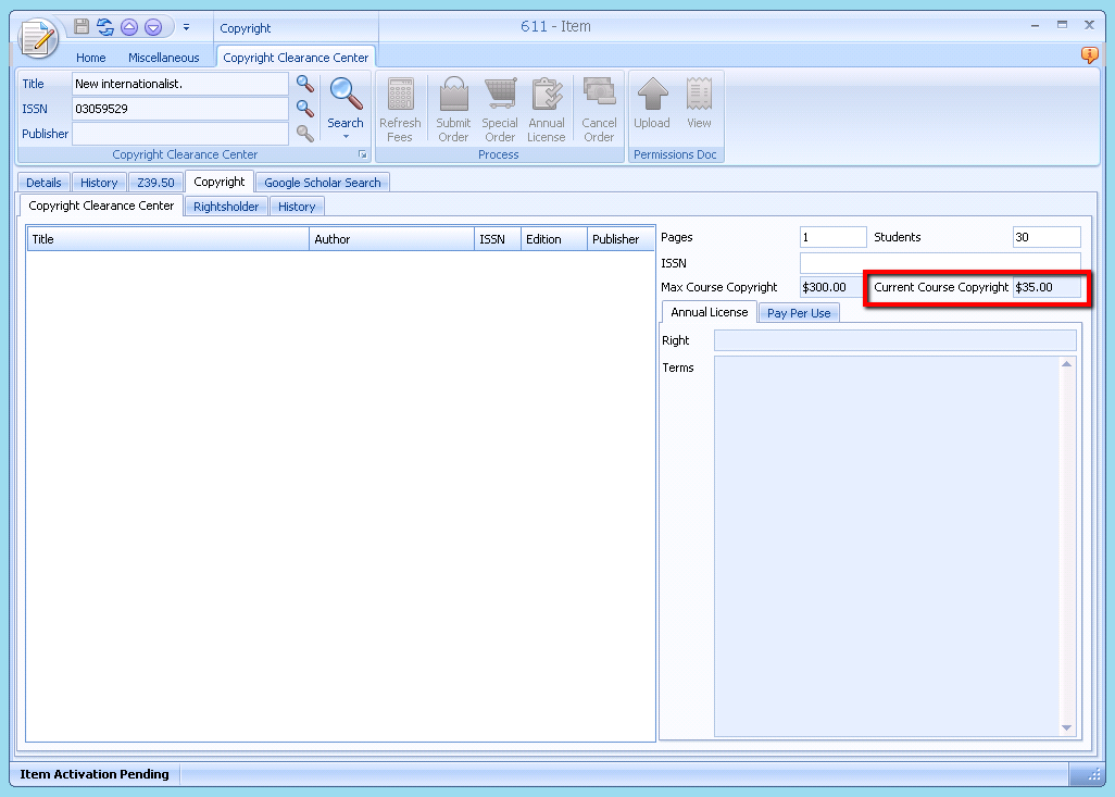 Current Course Copyright Field | Atlas Systems Documentation