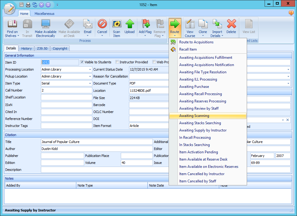 Instructor Brings Material to Library for Scanning Electronic Items ...