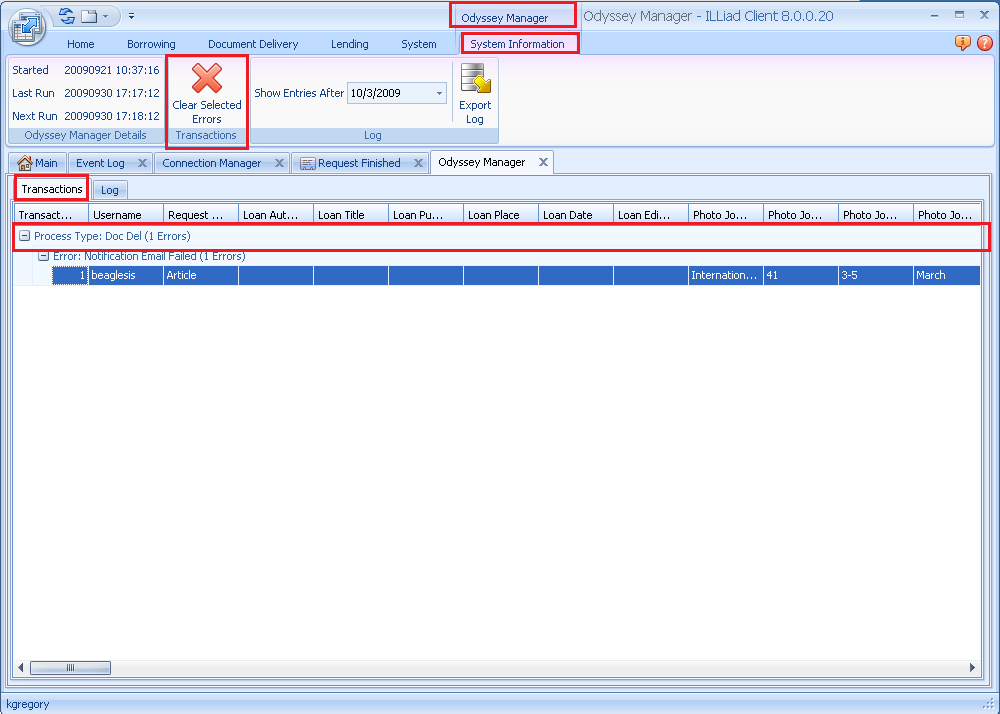 Odyssey Manager Log | Atlas Systems Documentation