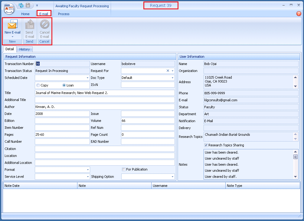 Sending Email about a Request | Atlas Systems Documentation