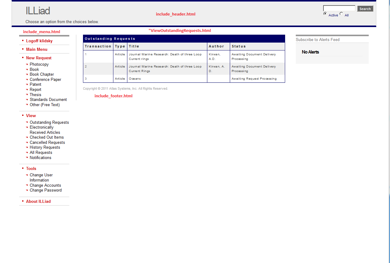 Web Main Menu (v9.0) | Atlas Systems Documentation